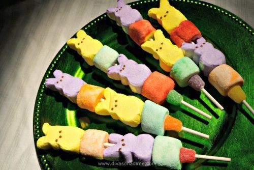 Marshmallow Easter Peep Kabobs | Candy Peeps Kabobs
